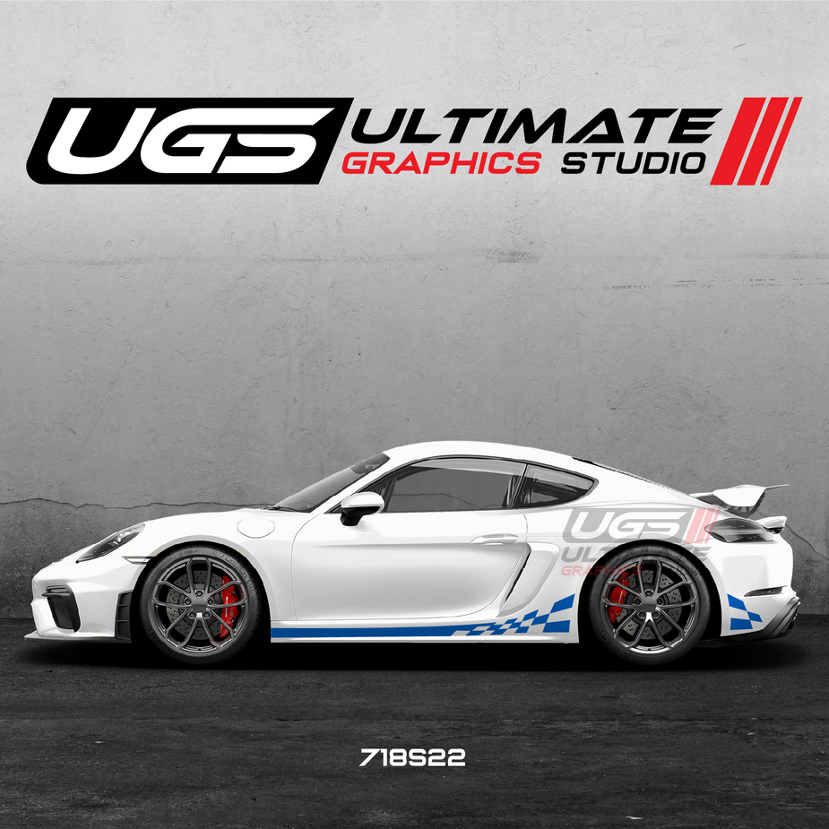 Side Checkered Flag Graphics for Porsche Models – Ultimate Graphics Studio