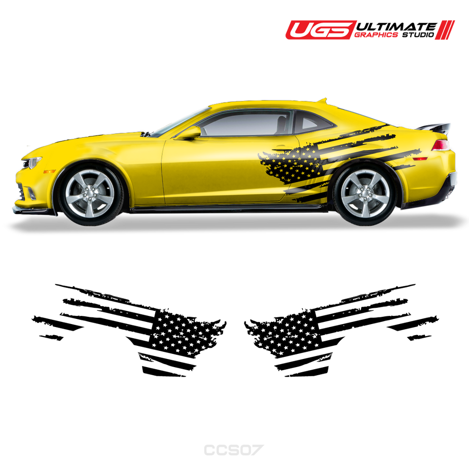 Side American Flag | Chevrolet Camaro Graphics – Ultimate Graphics Studio
