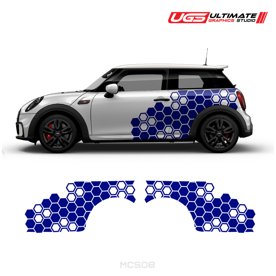 Mini Cooper Side Honeycomb Pattern Graphics – Ultimate Graphics Studio
